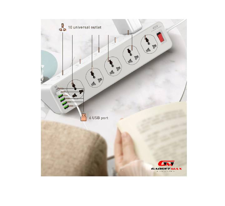 Gadget Max GM-S10 SC10610 (5USB/1TYPE-C) Power Socket – ICT.com.mm