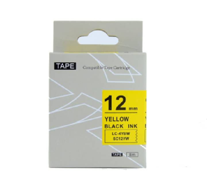LC-4YBW (SC12YW) Black on Yellow Label Tape Cartridge 12mm x 8m – ICT ...