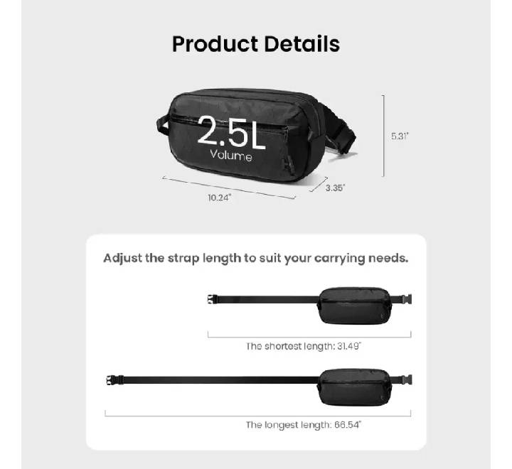 Tomtoc Aviator-T35 X-Pac Chest Bag (2.5L-M size) Black – ICT.com.mm