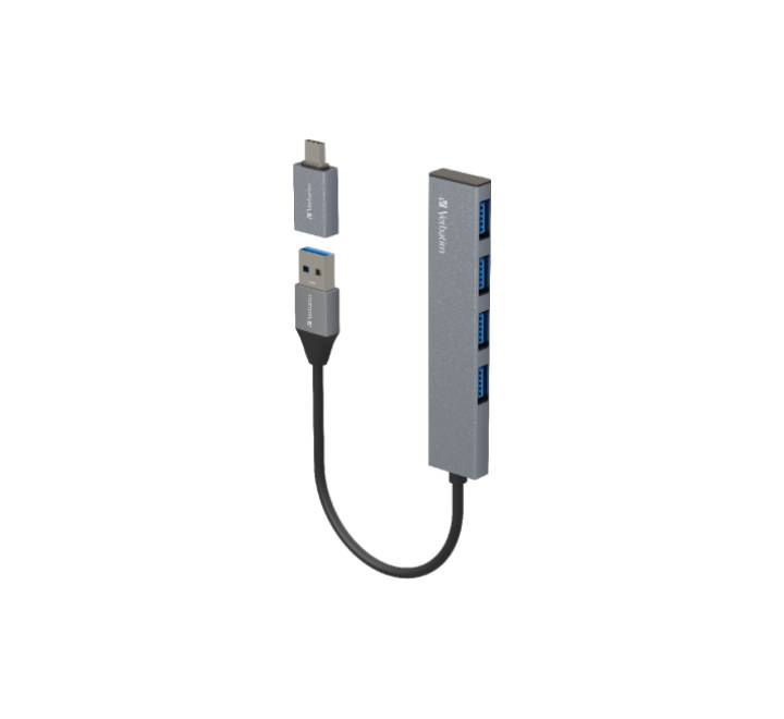Verbatim 4 in 1 USB 3.1 Hub With Type-C Adapter (Grey) – ICT.com.mm